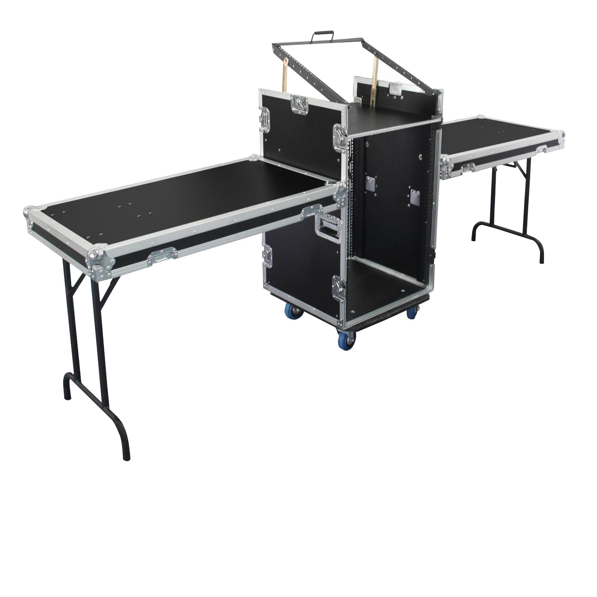 Dj flightcase Power acoustics Flight case 12U DS + 3U + 2 tablettes